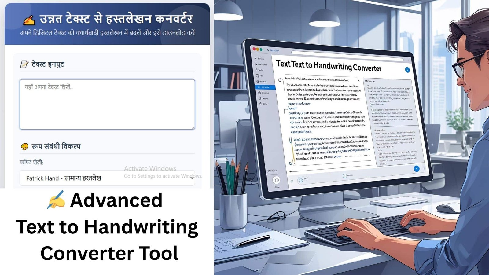 ️ Advanced Text to Handwriting Converter Tool - डिजिटल नोट